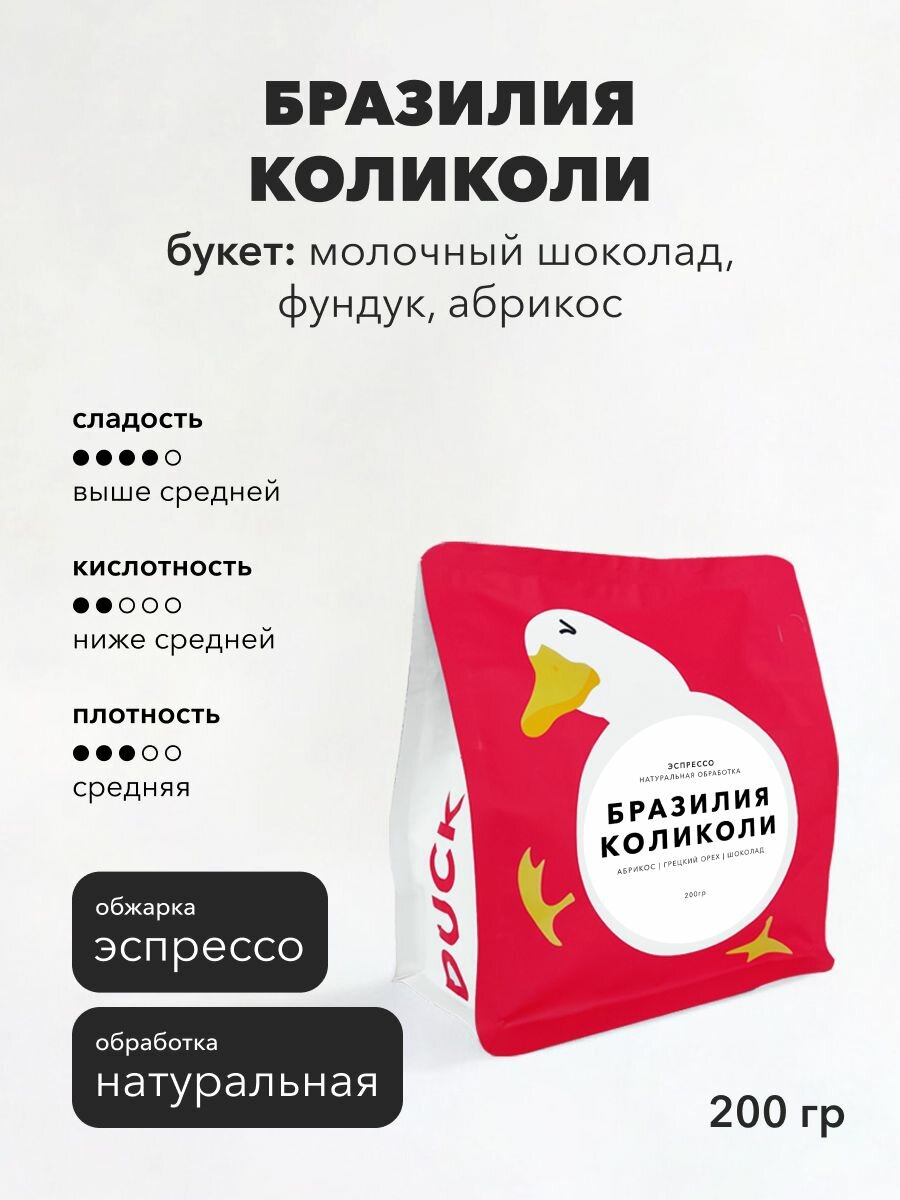 Кофе в зернах Бразилия Коликоли от Больше Кофе Ростерс, арабика, эспрессо 200 гр
