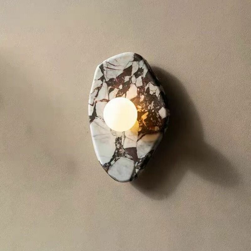 Бра из Натурального Мрамора с Полосками 12W, Цоколь G9, Каменный Настенный Светильник для Гостиной и Спальни
