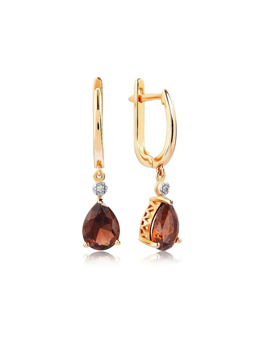 Серьги, красное золото, 585 проба, бриллиант