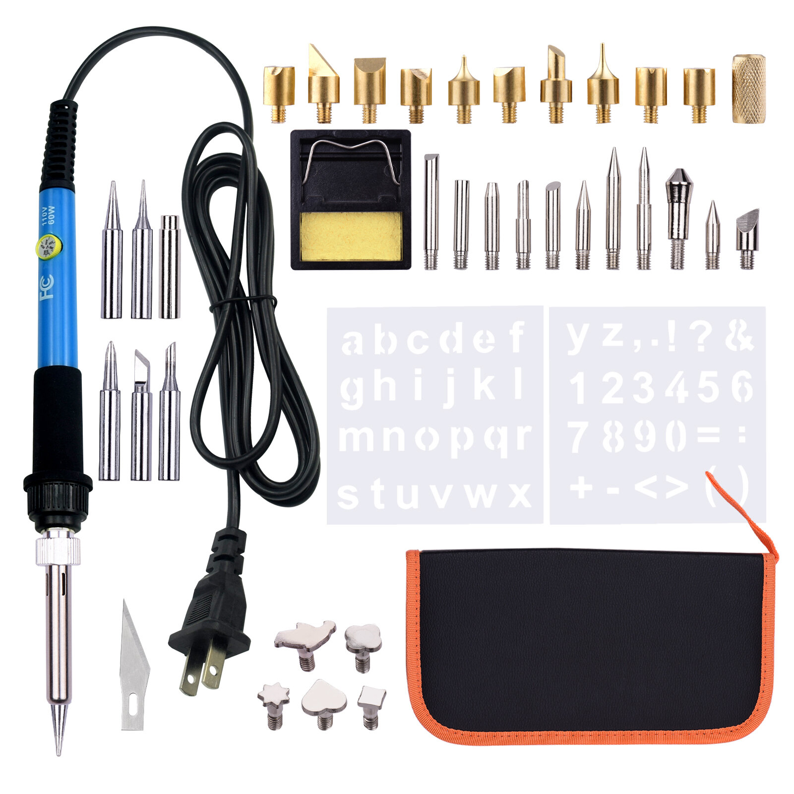 39 кусочков набор для сжигания дерева пирография регулируемая температура от 200-450 ℃ для начинающих взрослые