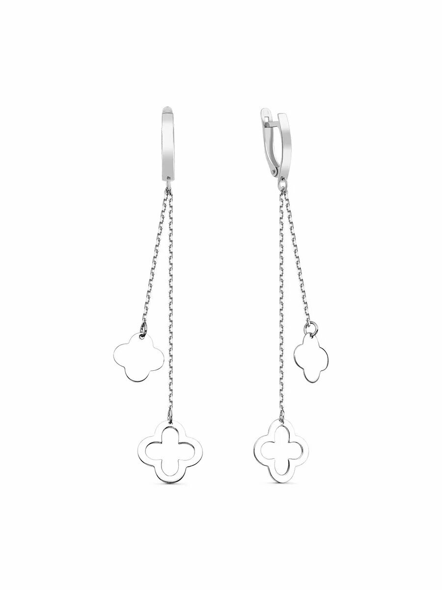 Серьги с подвесками, серебро, 925 проба, родирование