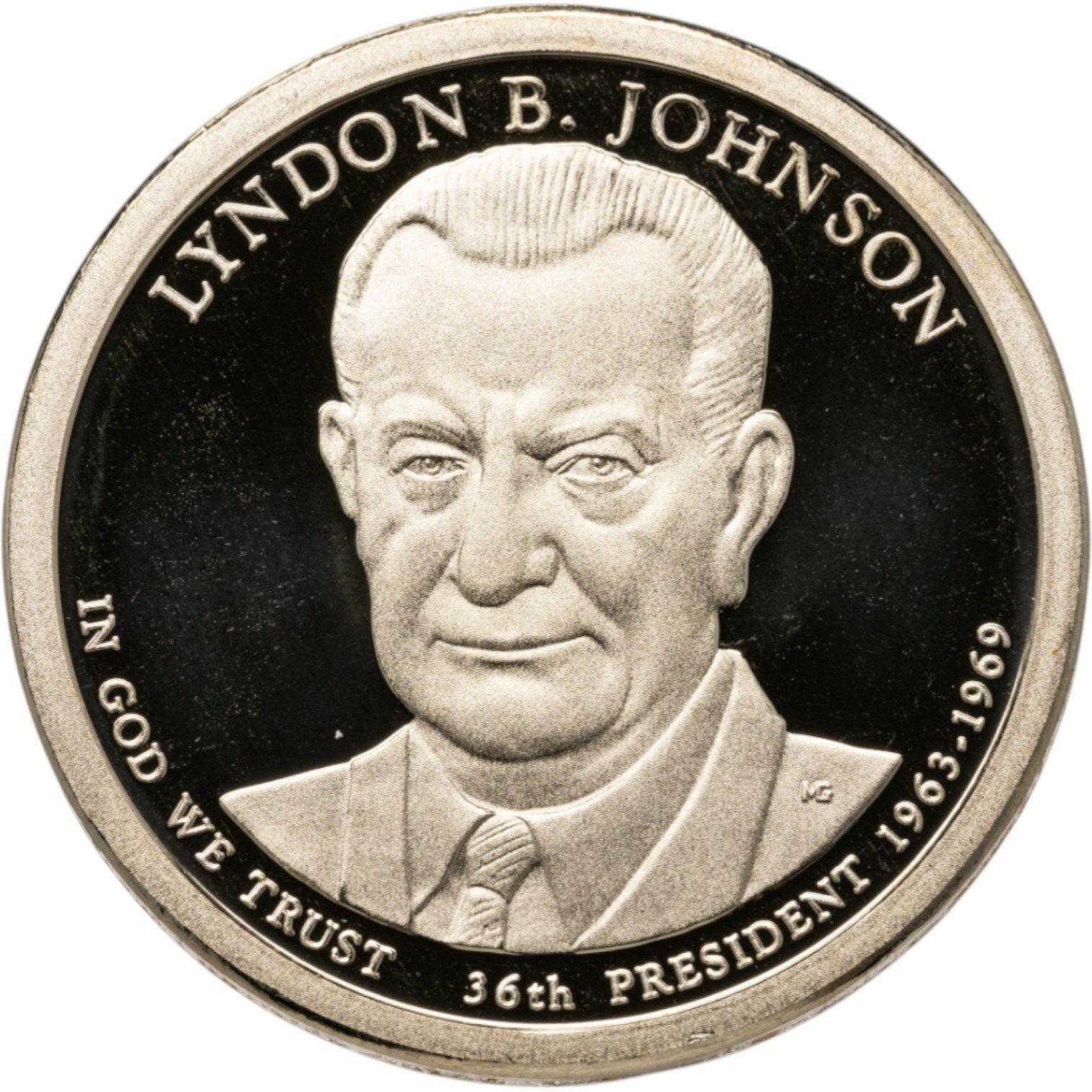 США 1 доллар 2015 S Линдон Бэйнс Джонсон 36-й президент США, знак монетного двора "S" - Сан-Франциско, Медь, в сохранности Proof