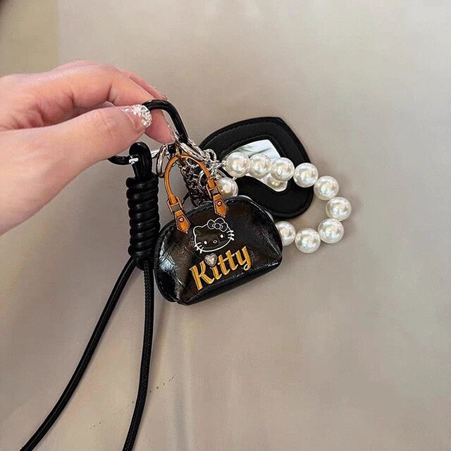 Брелок-сумочка Sanrios Mirror Hello Kitty Y2K с подвеской в виде летнего котенка, игральных костей, брелок с печатью, ювелирные изделия, аксессуары, подарок для девочки