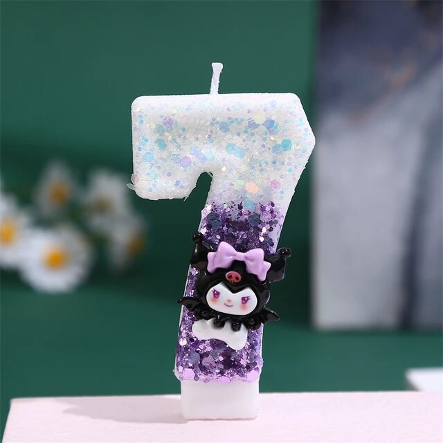 Цифровая мультяшная Куроми фиолетовая цифровая вечеринка ручной работы, торт ко дню рождения, свечной торт, плагин для вставки, намазка на торт