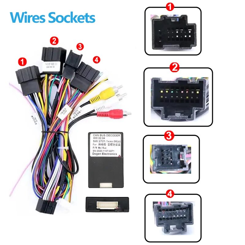 Kenvox android автомобильный радиоприемник canbus Box DJ-003 адаптер для CHEVROLET Lova/ Captiva/Gentra/ Aveo/Epica жгут проводов кабель питания, Черный, ISO