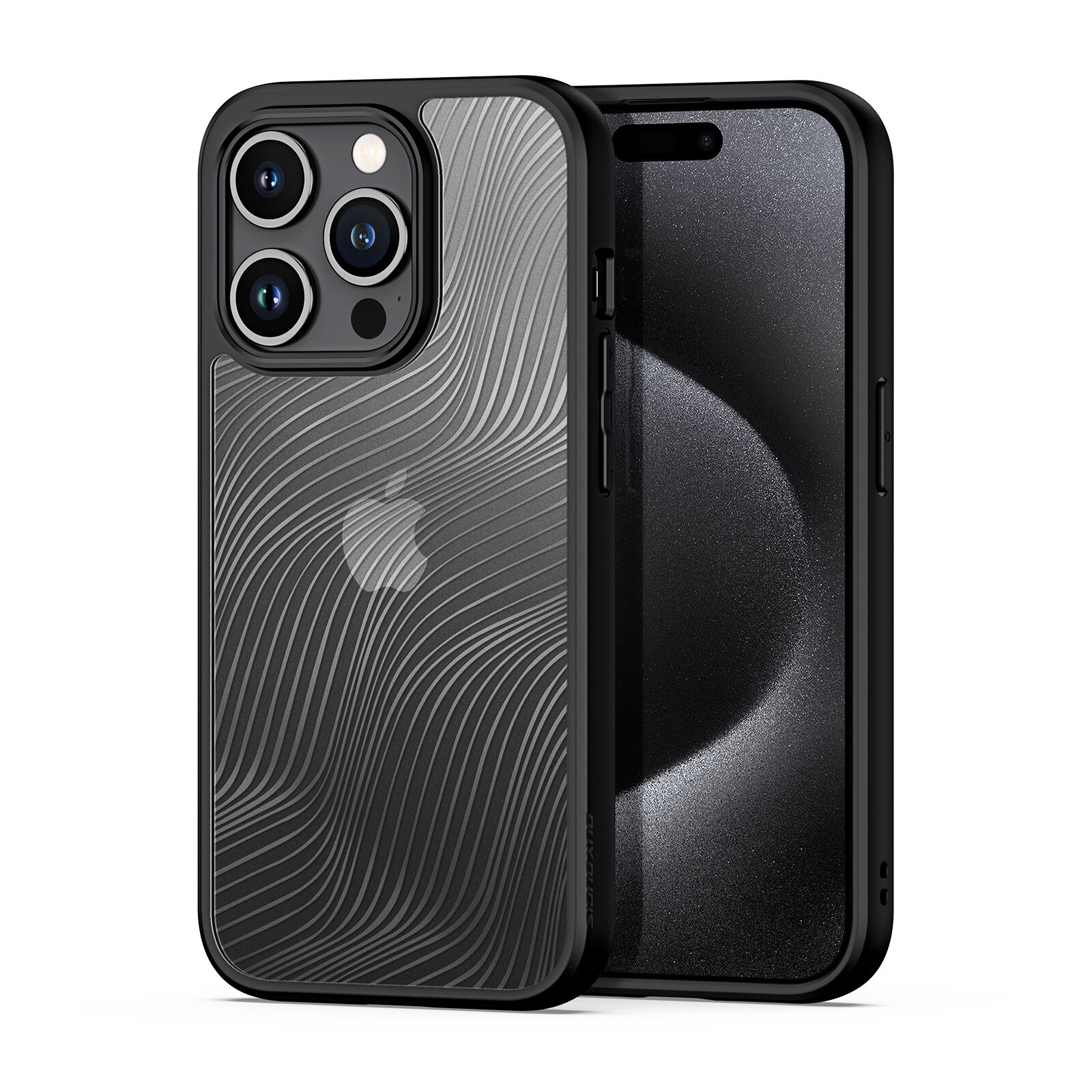 Защитный чехол для iPhone 15 Pro, прозрачный матовый с мягкими черными рамками, Dux Ducis, серия Aimo Series Case
