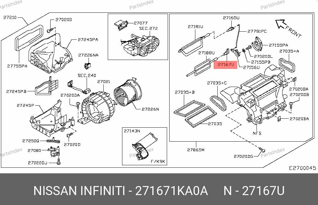 Рычаг заслонки отопителя, NISSAN 271671KA0A
