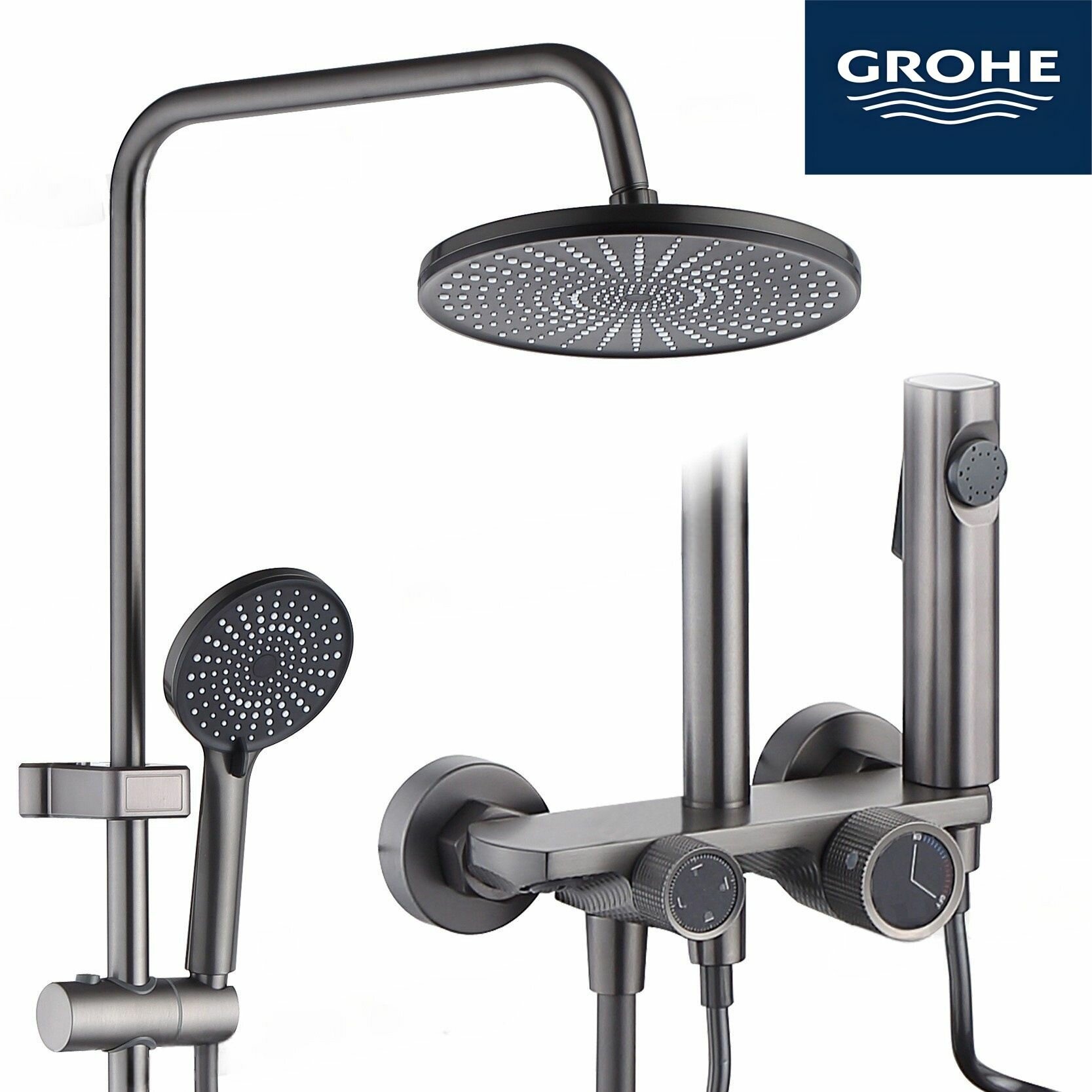 Душевой набор GROHE из цельной меди, горячая и холодная вода, напор воды, скрытый монтаж в ванной комнате