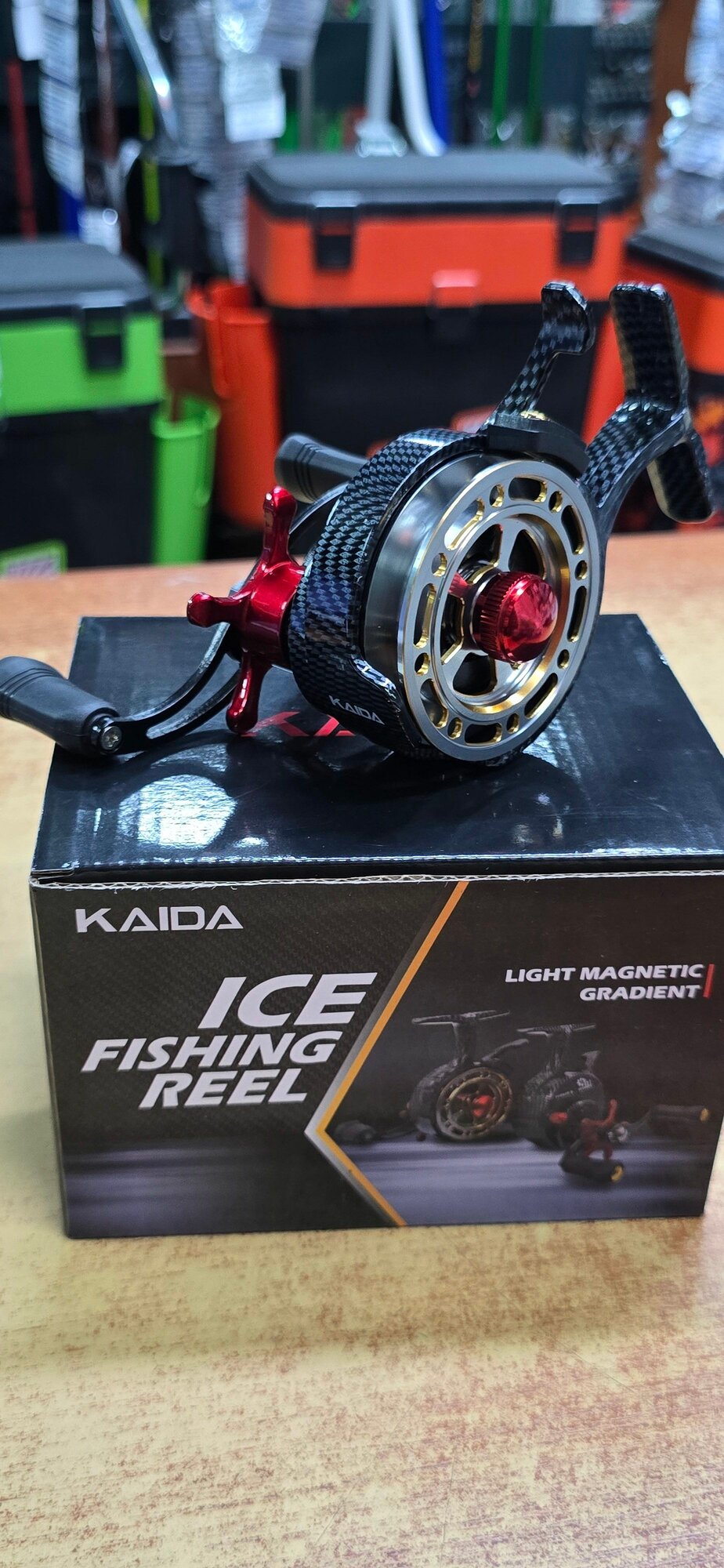 Катушка мультипликатор зимний Ice Fishing Reel от фирмы KAIDA EUR60L-A. левая