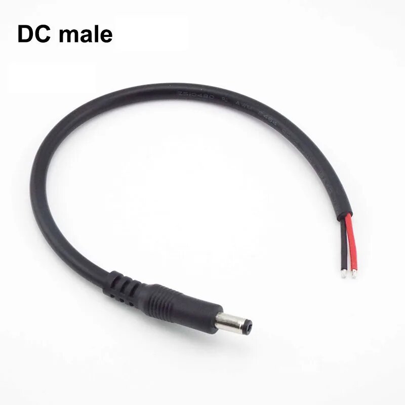 Удлинитель кабеля питания DC 5,5X2,1 мм 18 см 16awg, 1pc, DC male