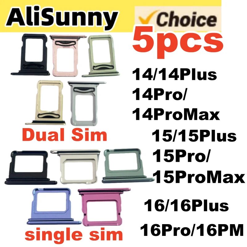 Комплект из 5 держателей для одной SIM-карты для iPhone 16 Plus, 16 Pro Max, 5x 16 16Plus dual