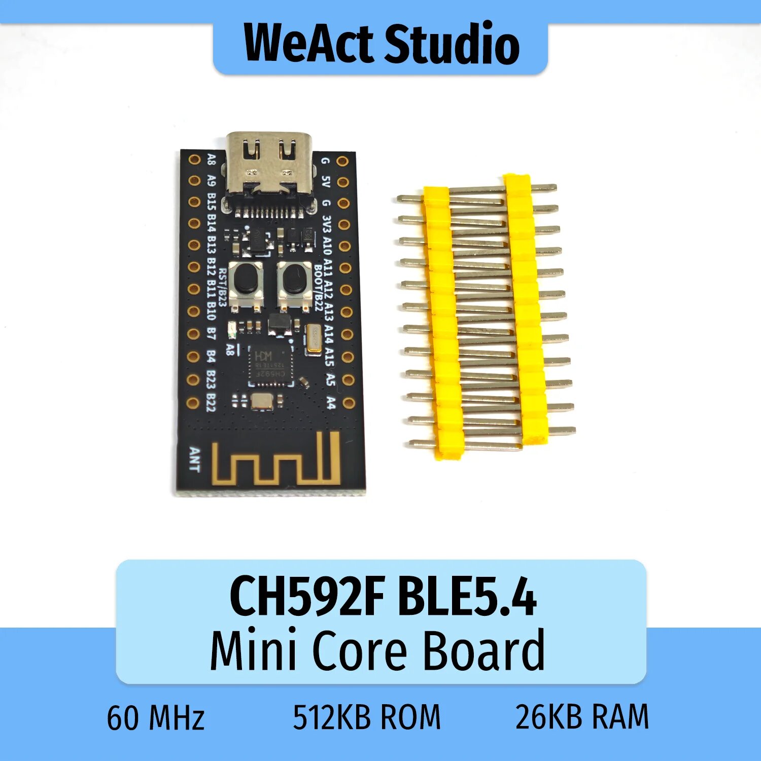 CH592F CH592 RISC-V BLE5.4 Беспроводной MCU WCH Минимальная системная макетная плата Демо-плата Основная плата