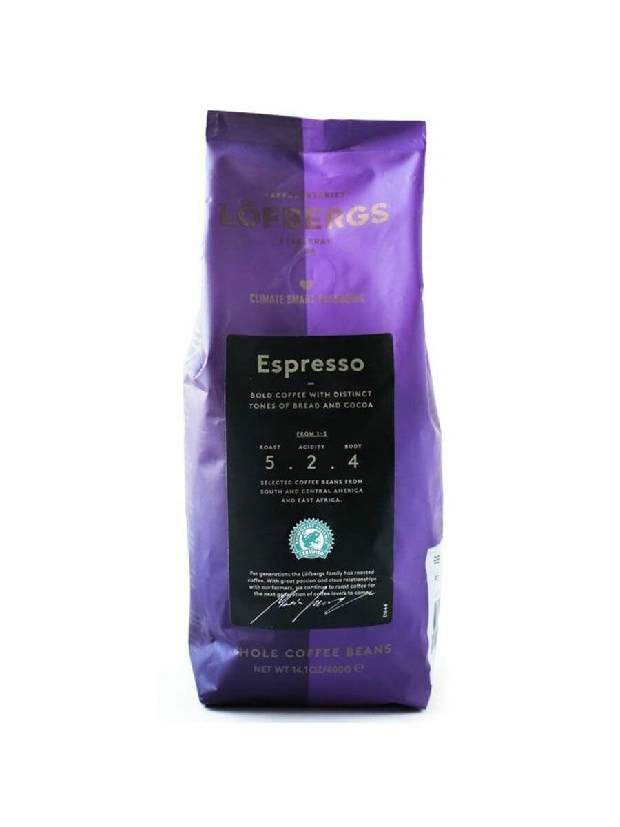 Кофе Lofbergs "Espresso", арабика, средняя обжарка, в зернах, 400г