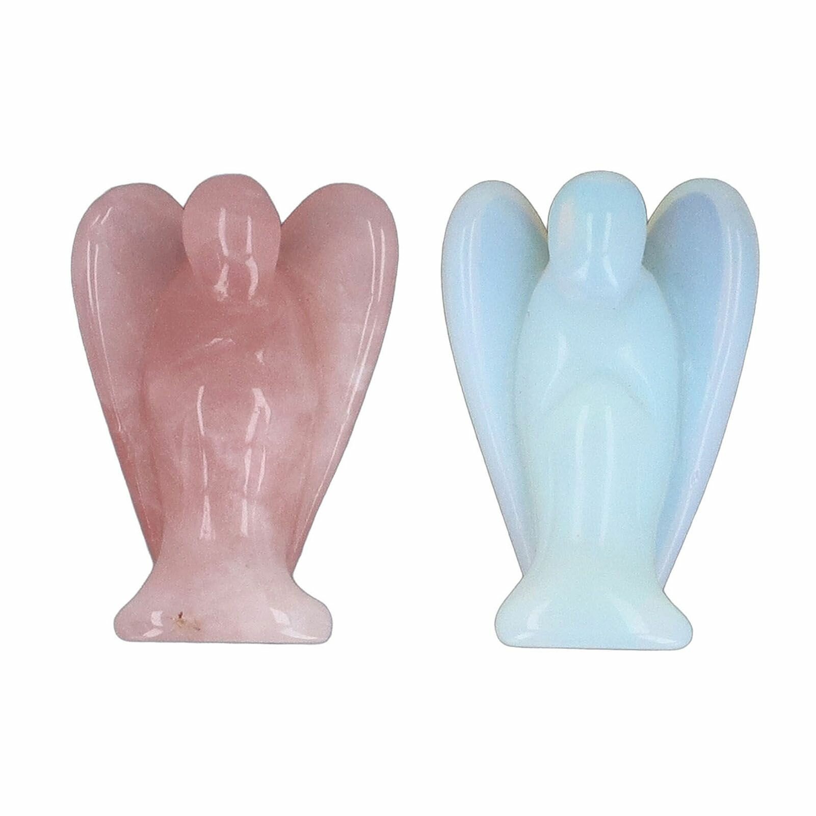 2 шт. Карманные статуэтки ангела из опалита и розового кварца, 5 см, защитный ангел с уникальным дизайном