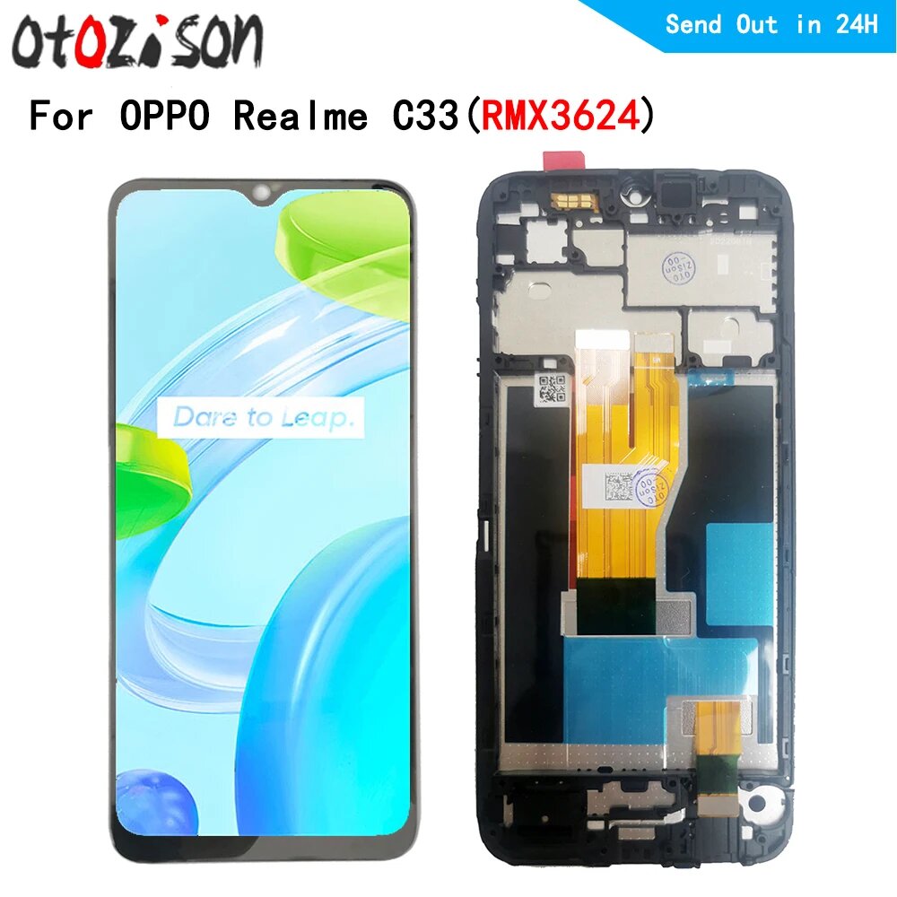 Для Realme C33 ЖК-экран 6,5 дюйма IPS для Oppo Realme C33 2022 RMX3624, ЖК-экран, сенсорная панель, дигитайзер с рамкой в сборе With Black Frame