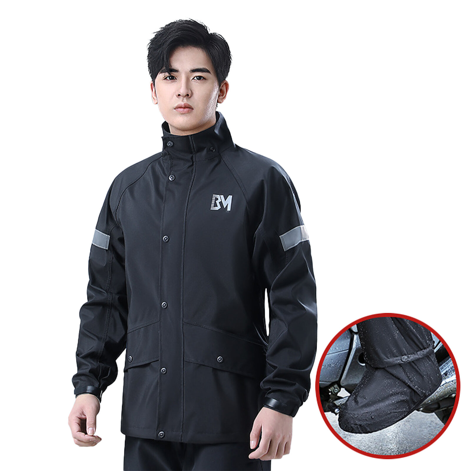 Мотоциклетный плащ-дождевик, светоотражающий, водонепроницаемый, комплект из брюк и бахилы