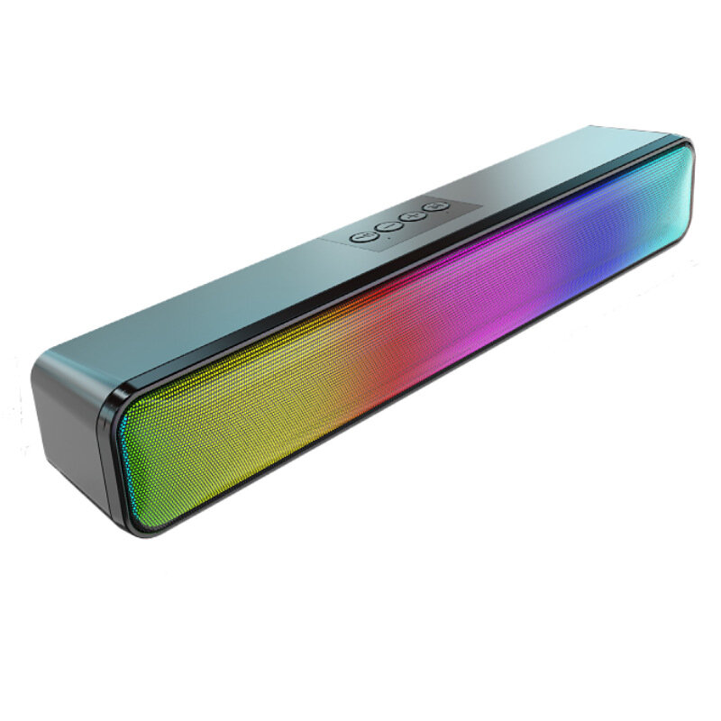 Беспроводная колонка Bluetooth с подсветкой RGB и усиленным басом, компактная настольная модель для игр, черная (модель