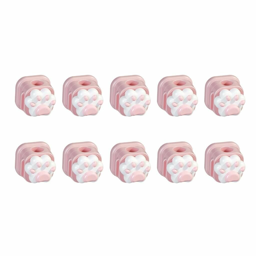 10 шт милые магнитные держатели для кабелей в форме кошачьих лап ABS прочная фиксация, Розовый