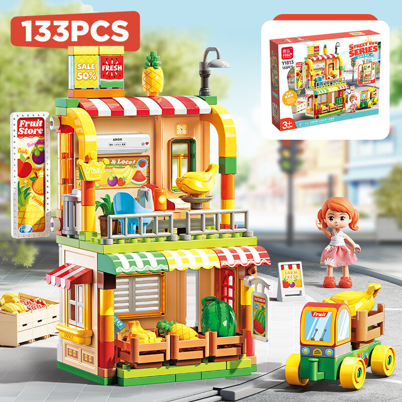Конструктор Feile Villa Street Scene для ролевых игр, образовательная карусель, строительные блоки для девочек, оптовая продажа.