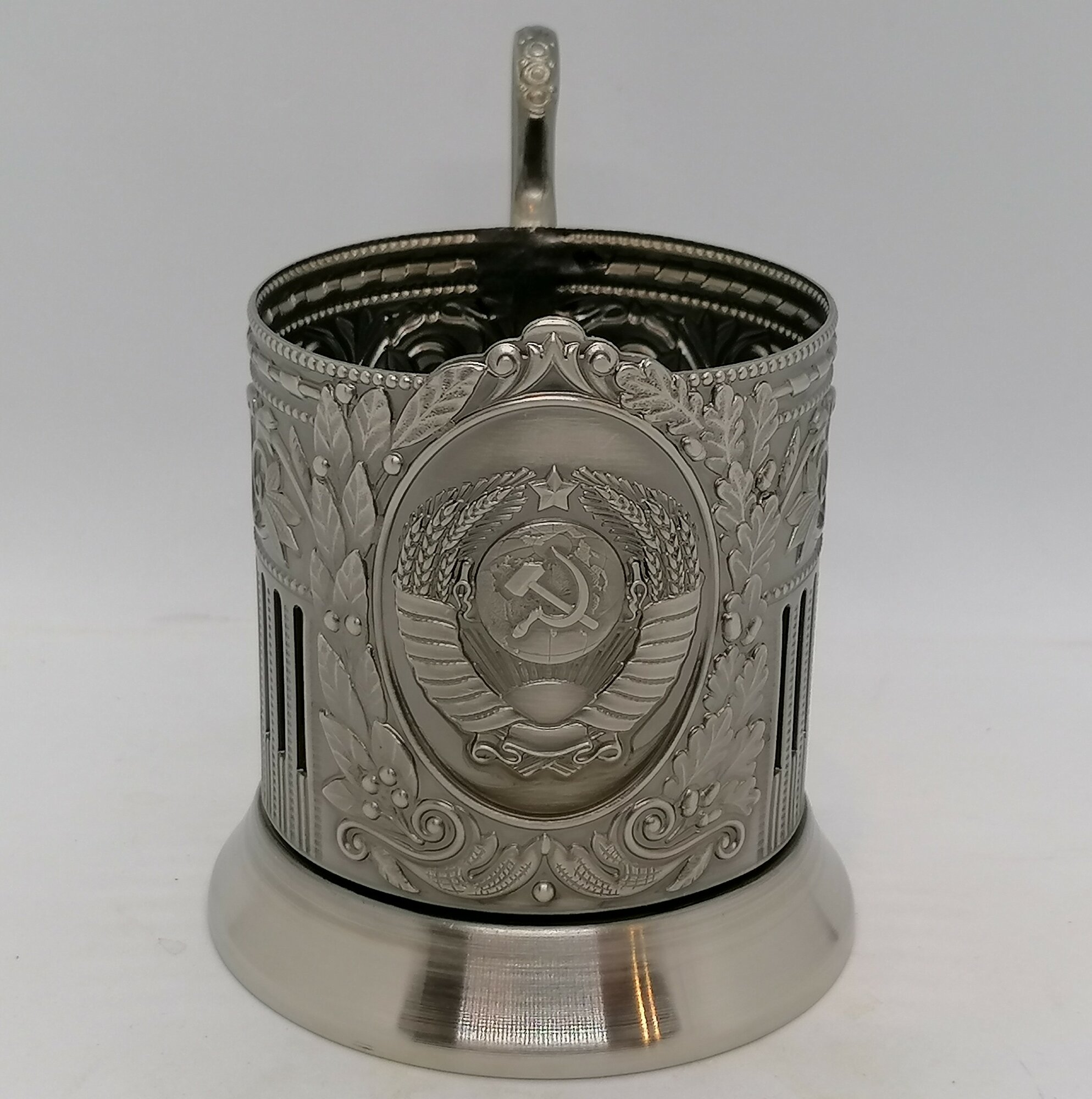 Подстаканник никелированный с чернением " СССР", советский.