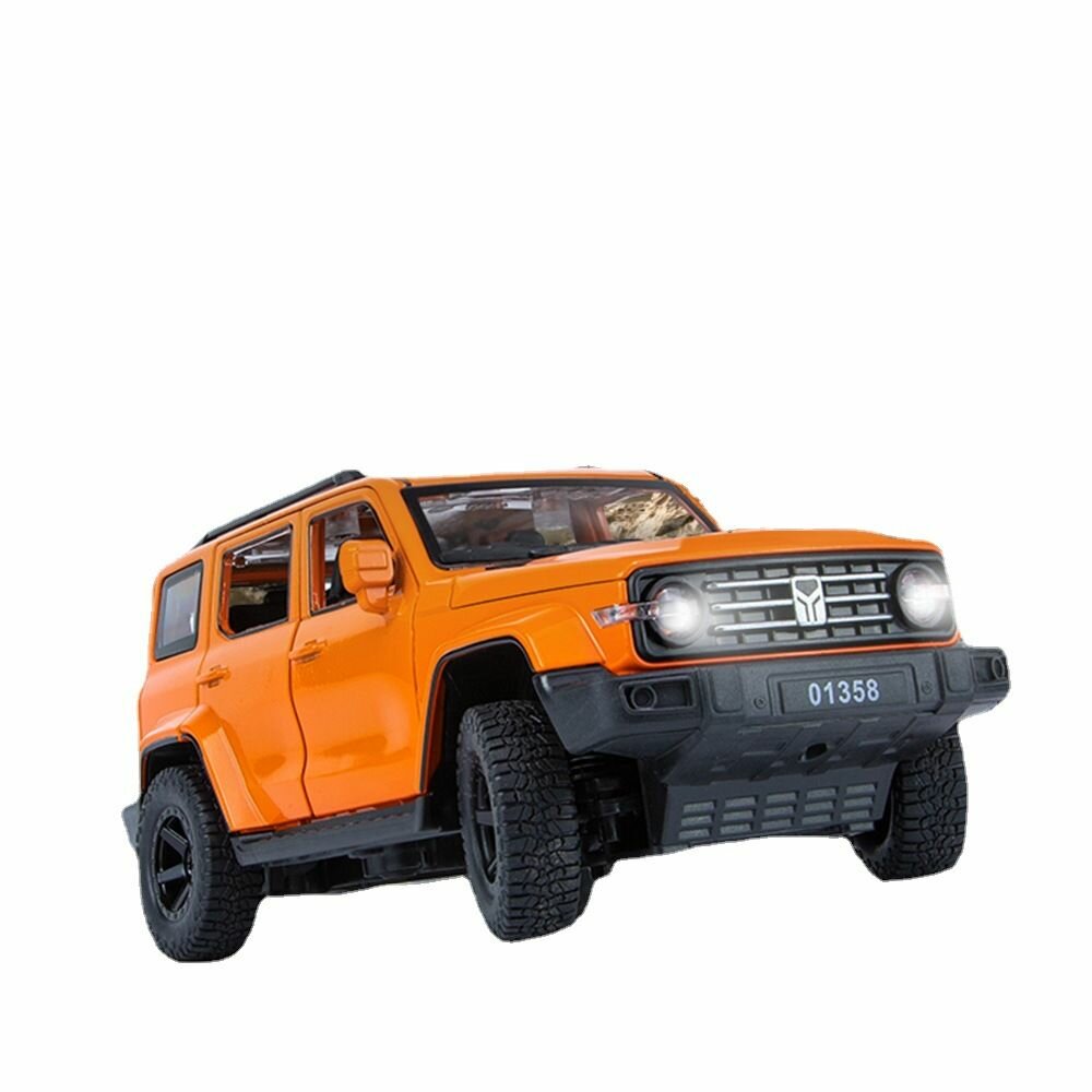 Модель автомобиля HAVAL TANK 300. черный оранжевый серый 20см. Инерционная игрушка машина 1:24
