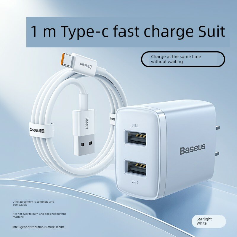Набор 10.5W Двойного USB-C Зарядного Устройства с Белым Цветом и 1-Метровым Type-C Кабелем для iPhone