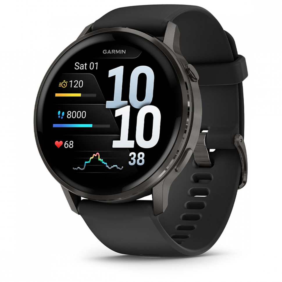 Часы Garmin Venu 4 45мм Slate with Black Silicone Band (010-03014-00)