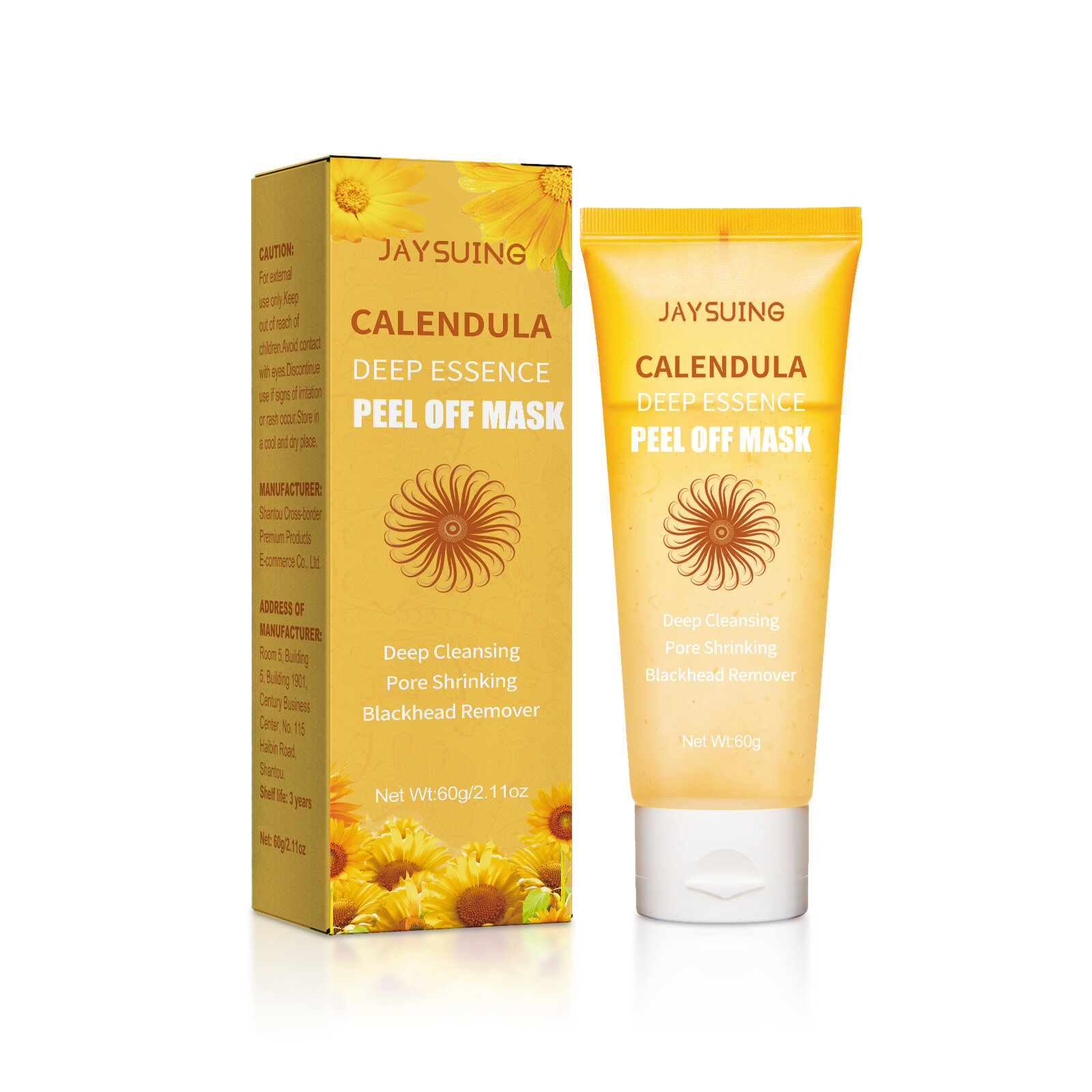 Jaysuing Calendula Peeling Mask 60g, ингредиенты: вода, календуля экстракт, апельсин кора масло, чайное дерево масло, лаванда масло, мед, размер упаковки 13.5*4*4CM, вес упаковки 75g, количество 1 шт.
