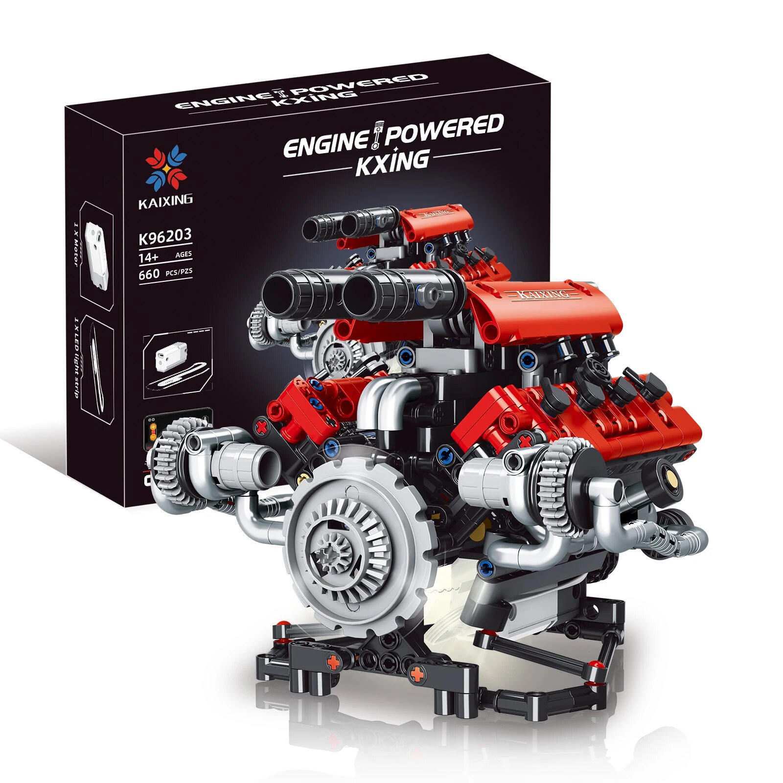 Модель двигателя Ferrari Red V8 660 деталей