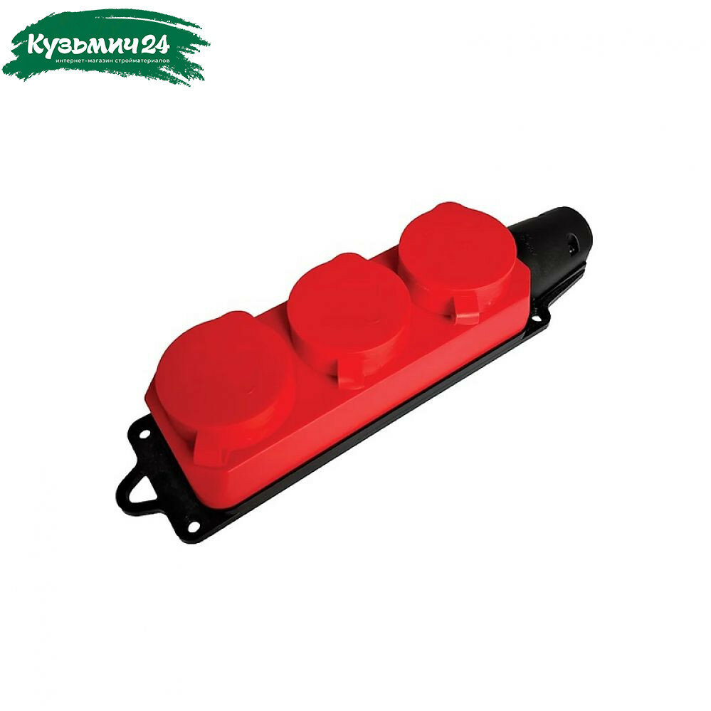 Розетка переносная STEKKER Одри RST16-23-44-3 3-местная каучук красный