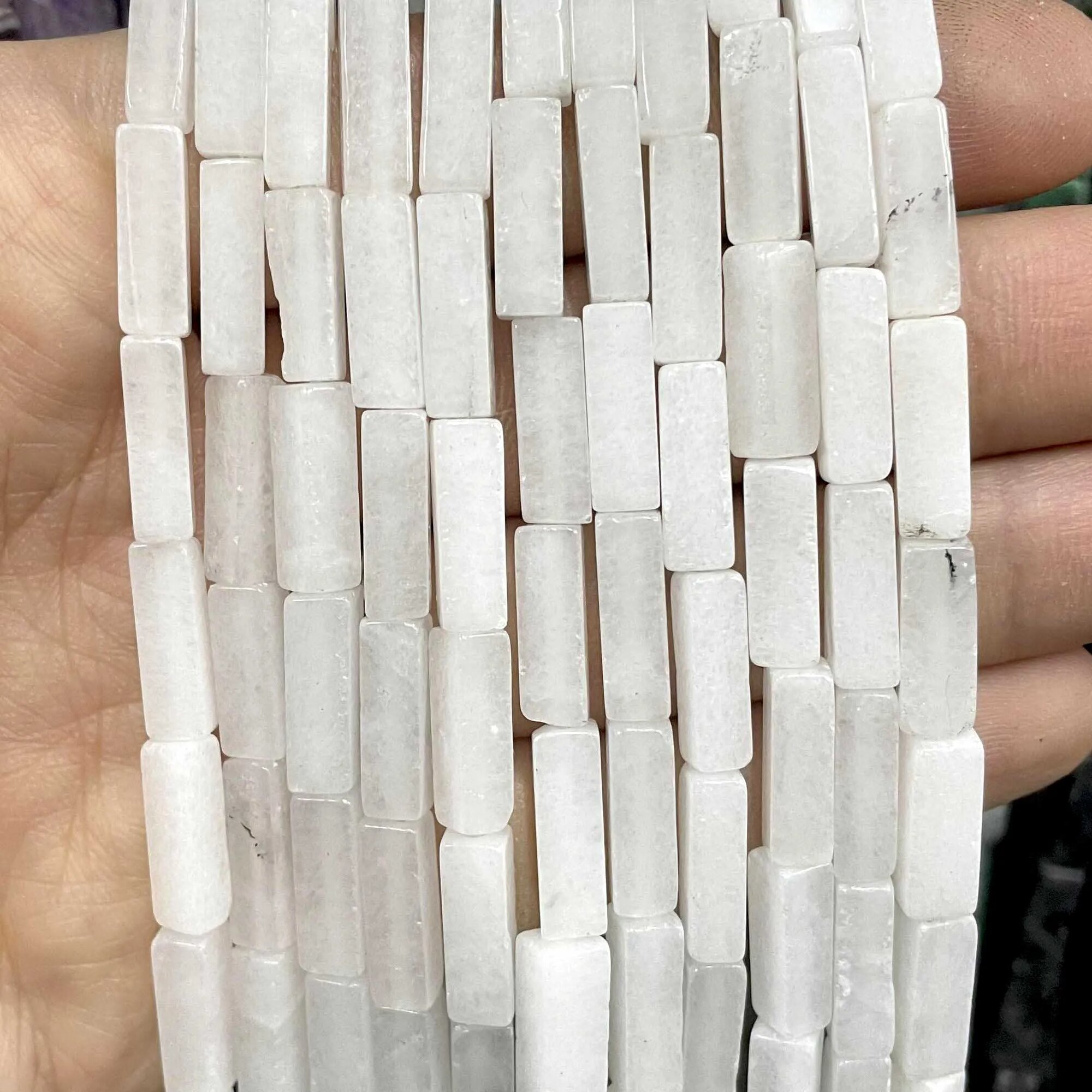 Бусины из белого жадеита, 6x10 мм