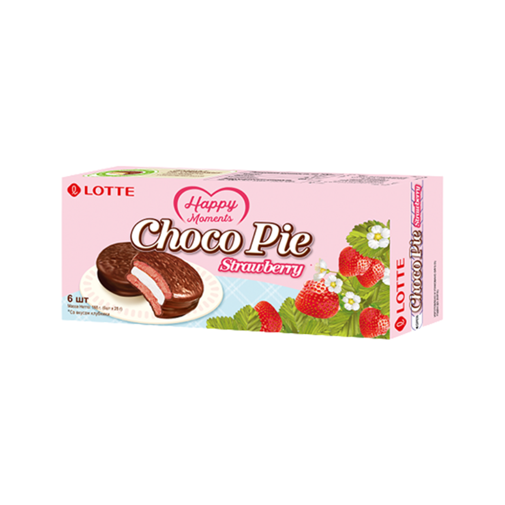 Пирожное Choco Pie с нежным вкусом клубники в шоколадной глазури 168 г, Россия