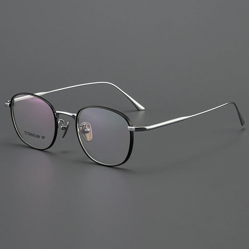 EOOUOOE progressive очки из титана для близорукости Black Silver Frame, 1.56, Единая версия, Нет