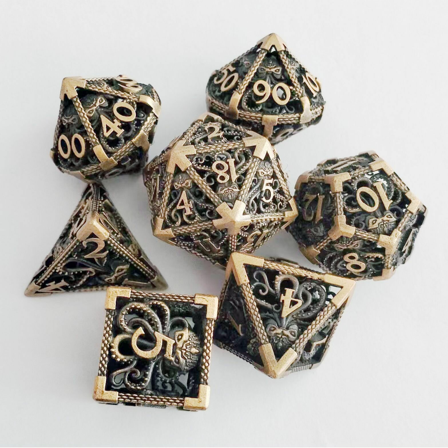 Кубики для DnD (ДнД) 7 шт Металлические , Кости игральные Дайсы, Классический набор дайсов Dungeons & DragonsРолевая игра , Pathfinder, настольные игры