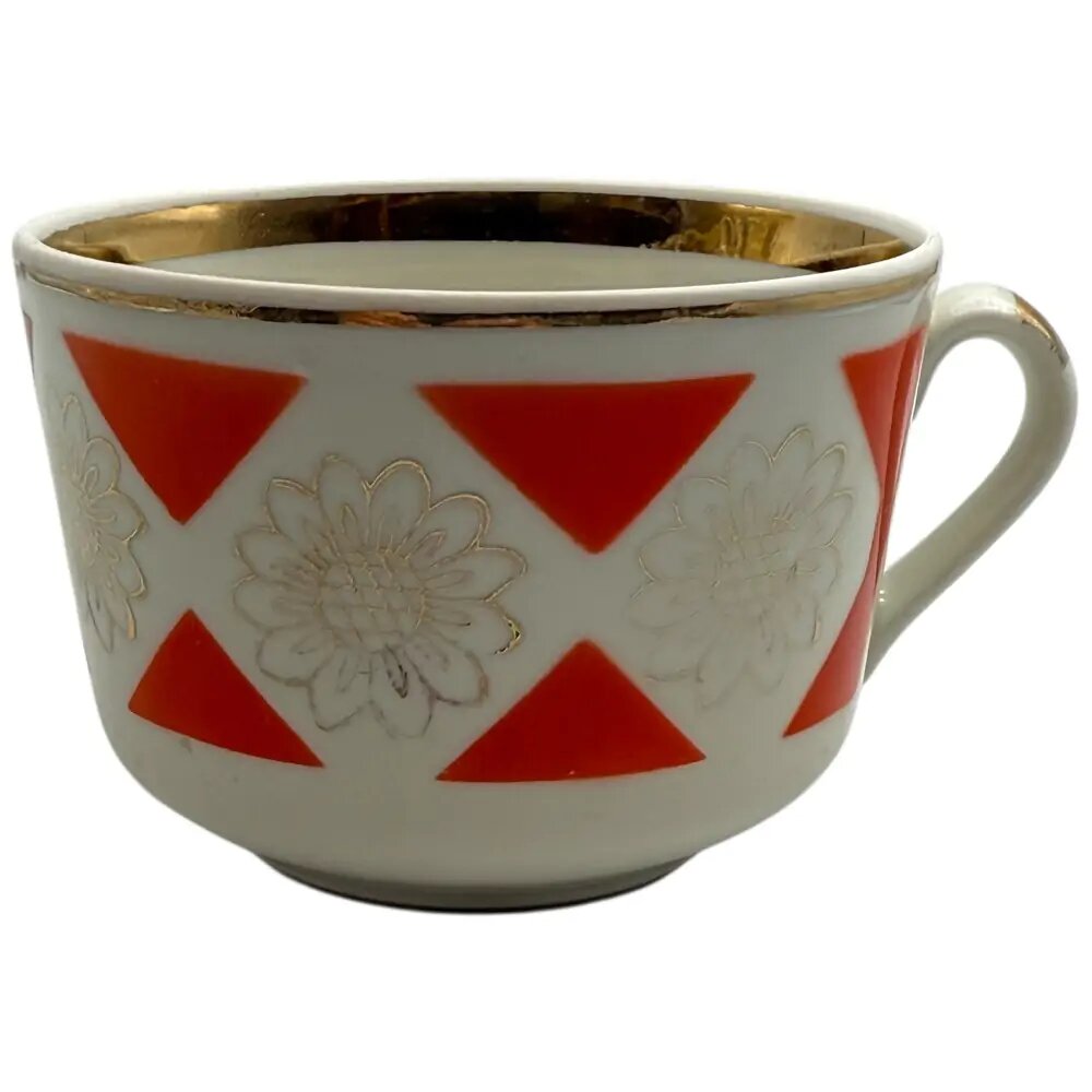 Чашка "Подсолнух", 200 мл, фарфор, позолота, 1970-1980 г, Городница, СССР