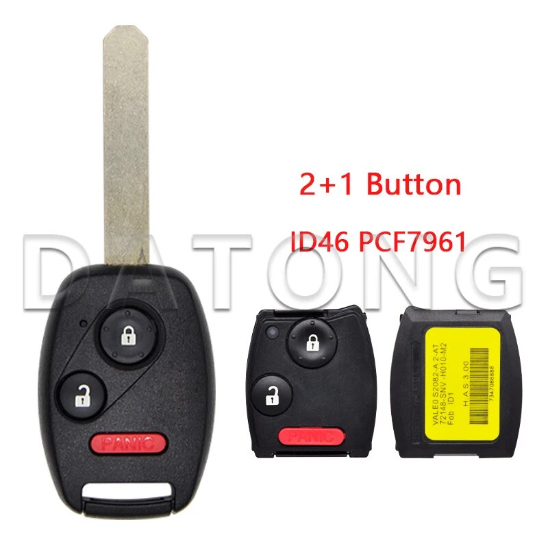 Datong World N5F-S0084-A/S0087-A ID46 PCF7961 313,8/433,9 МГц автомобильный ключ дистанционного управления для Honda Civic EX SI CRV HRV 2Plus1 Button, 313.8MHz