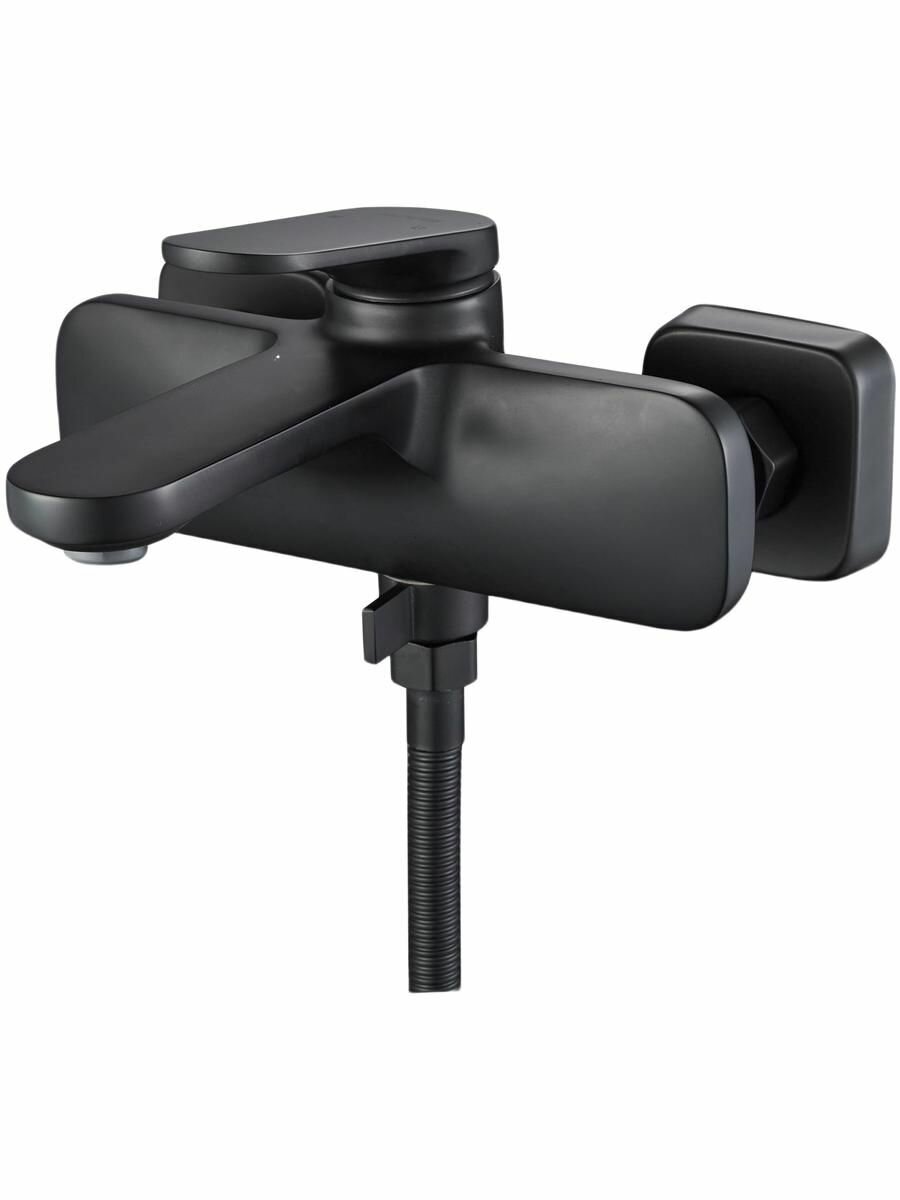 Смеситель для ванны и душа ALOUTE с коротким изливом, однорычажное управление, черный матовый. Материал алюминиевый сплав