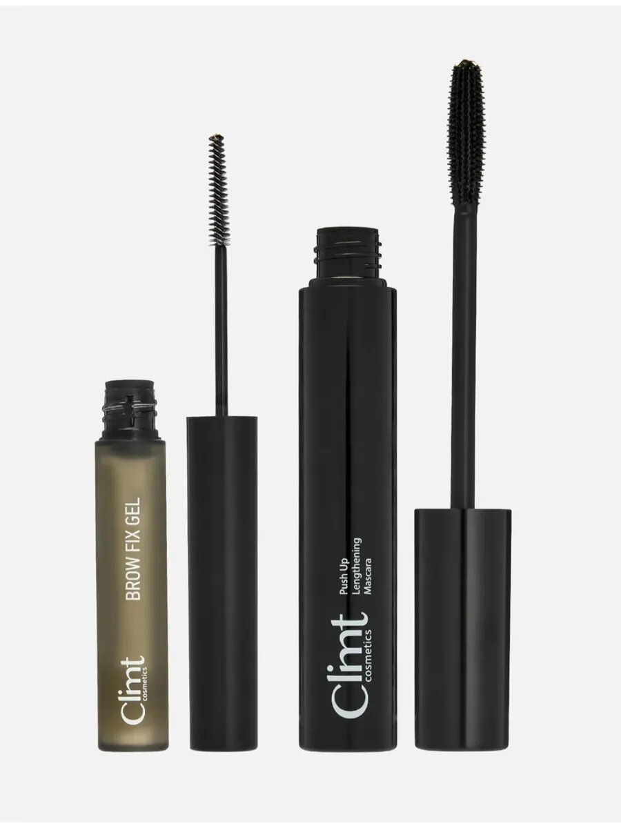 Набор термотушь для ресниц и гель для бровей CLIMTCOSMETICS thermo cocoon jet black & brow fix gel, Адвент