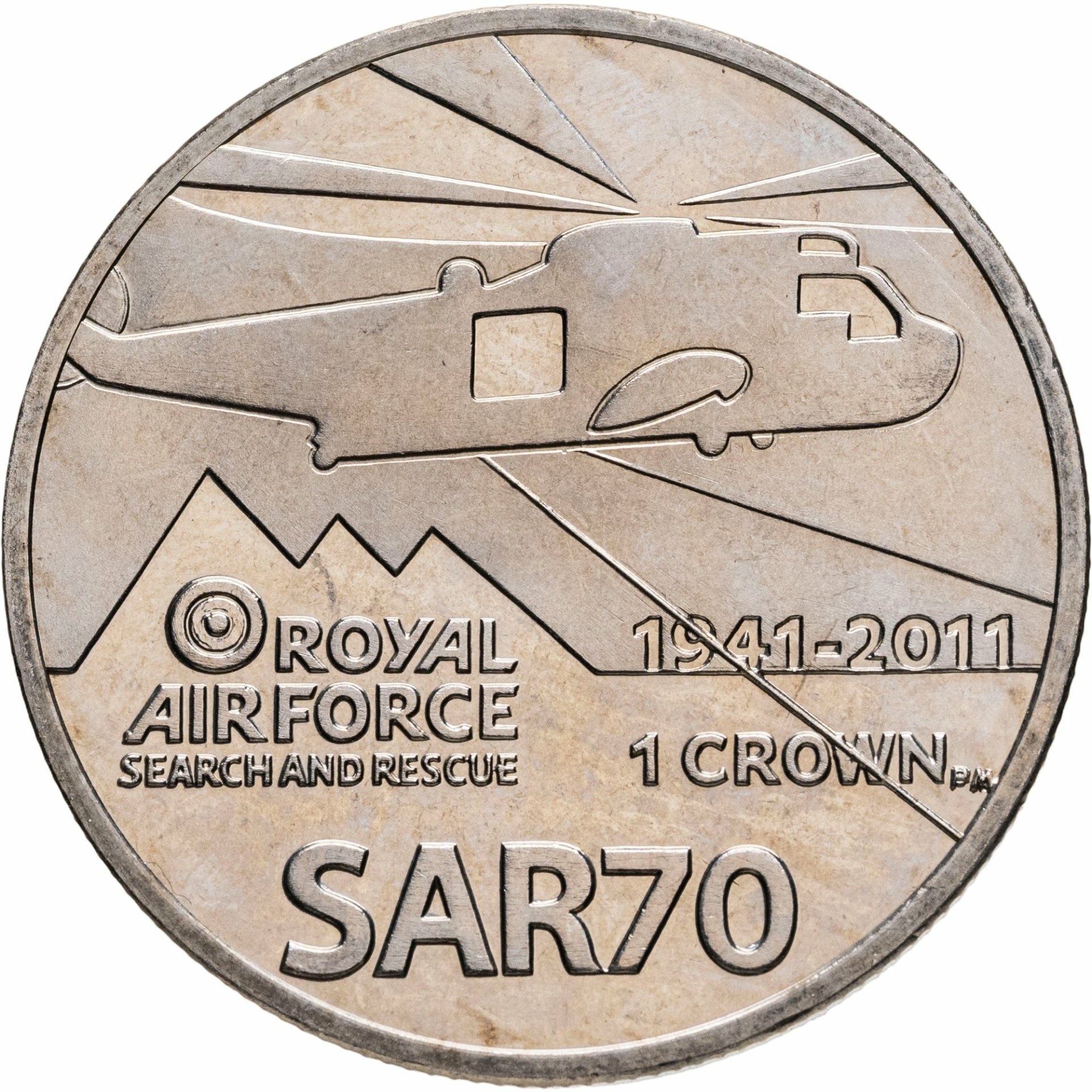 Фолклендские острова 1 крона crown 2011 "70 лет Поисково-спасательной службе", Мельхиор медь-никель, в сохранности BUNC