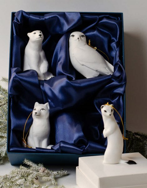 Набор елочных игрушек "Полярные Животные" Ярославская Керамическая Мануфактура, ручная роспись