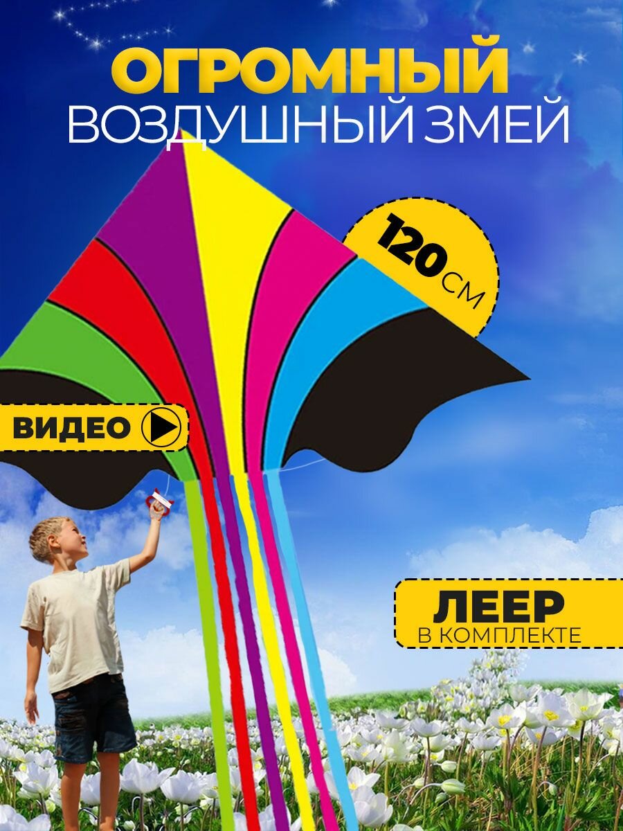 Воздушный Змей для ребенка большой Радуга