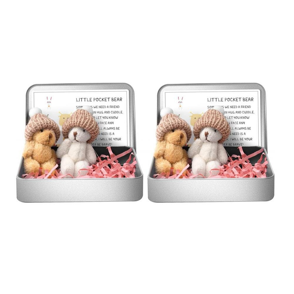 Набор Little Pocket Bear Hug Box Mini Bear Set с вдохновляющей открыткой, сделанный вручную, — мини-подарки для лучшего друга.