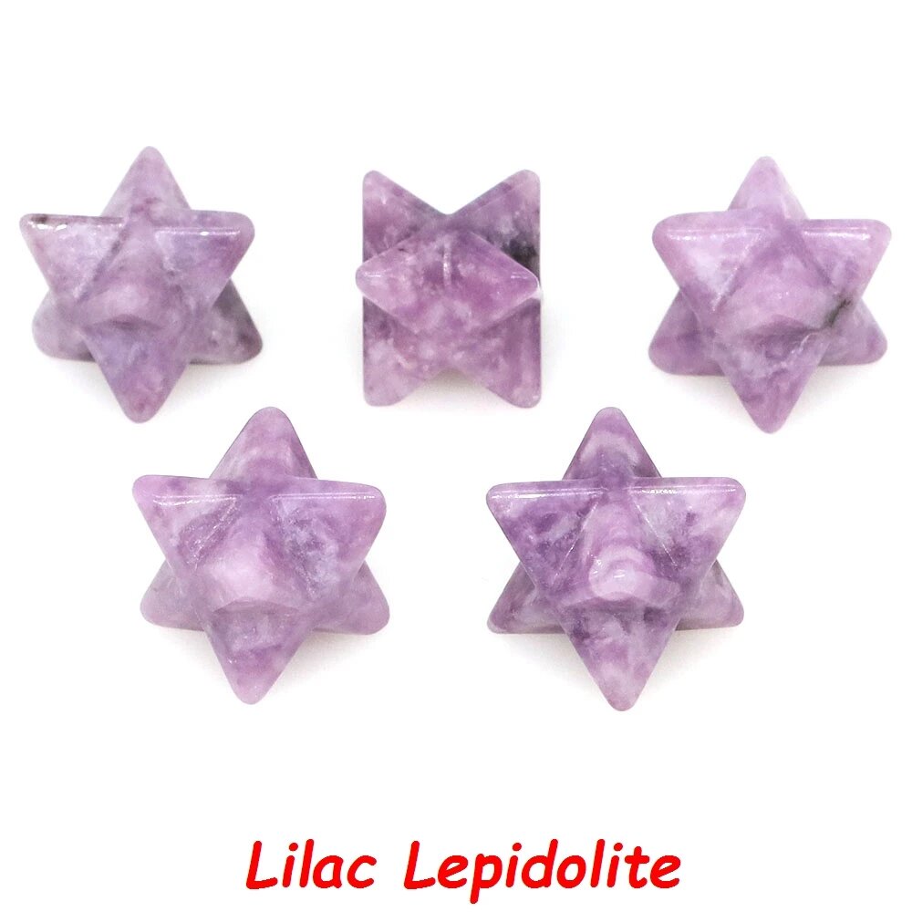 Кристаллы Меркаба из натурального камня 13 мм 1 PC, Lilac Lepidolite