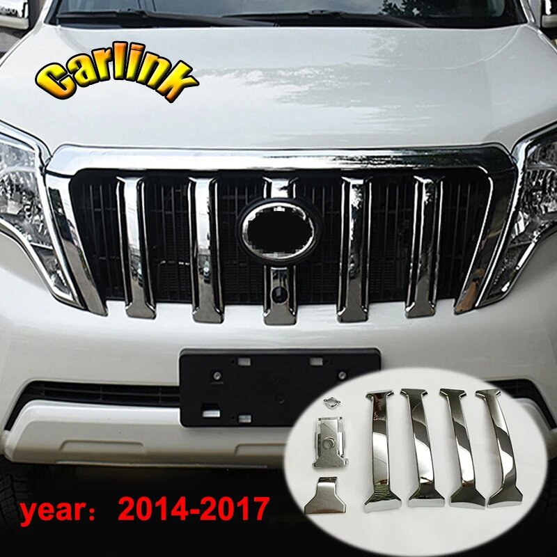 Решетка радиатора для Toyota Prado FJ150 FJ 150 2014-2017 хромированная решетка из АБС-пластика, 7 шт, Grille Molding