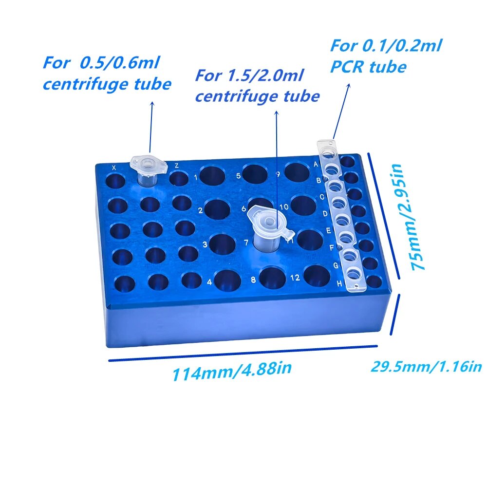 Охладитель для льда модульный для ПЦР, термостат низкотемпературный, предварительно охлажденный алюминиевый контейнер для льда 0,2/1,5/2/5/10/15/50 мл, стойка для пробирок 1/PK Синий, 0.2ml or 0.5 1.5ml