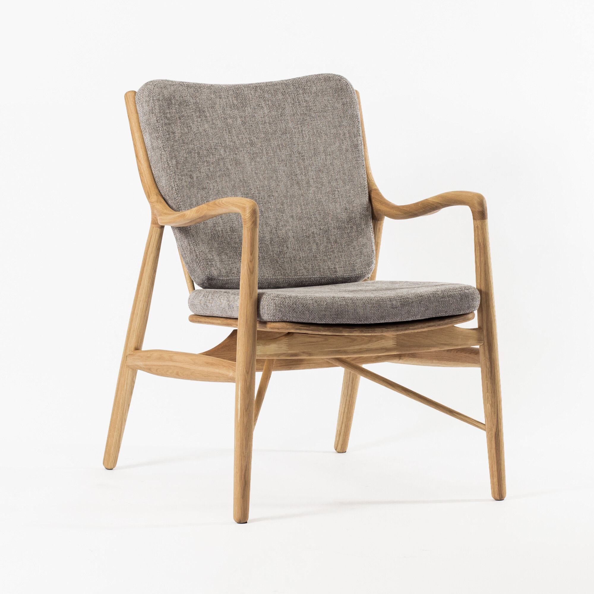 Кресло Ольборг серая ткань дуб тон натуральный (бесцветный матовый) для дома/для гостиной/для столовой/для кафе/кухонный стул/стул кухонный