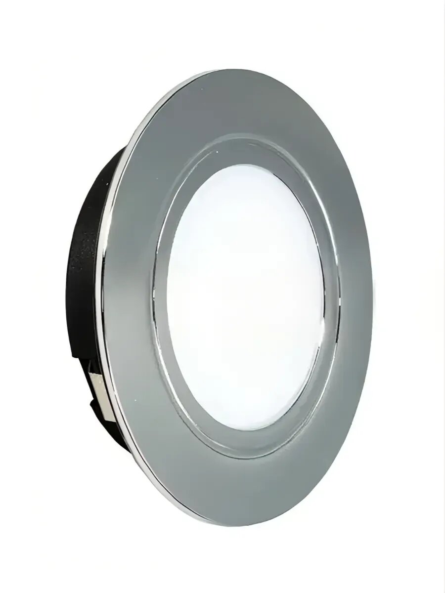 Точечный встраиваемый светодиодный светильник LED Polus LUX 3.2W, 220V, никель матовый, теплый белый