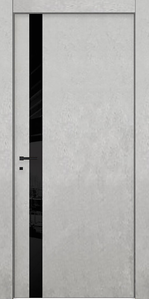 Дверь межкомнатная комплект с коробкой и наличниками Квинто со стеклом, бетон светлый, 800х2000мм