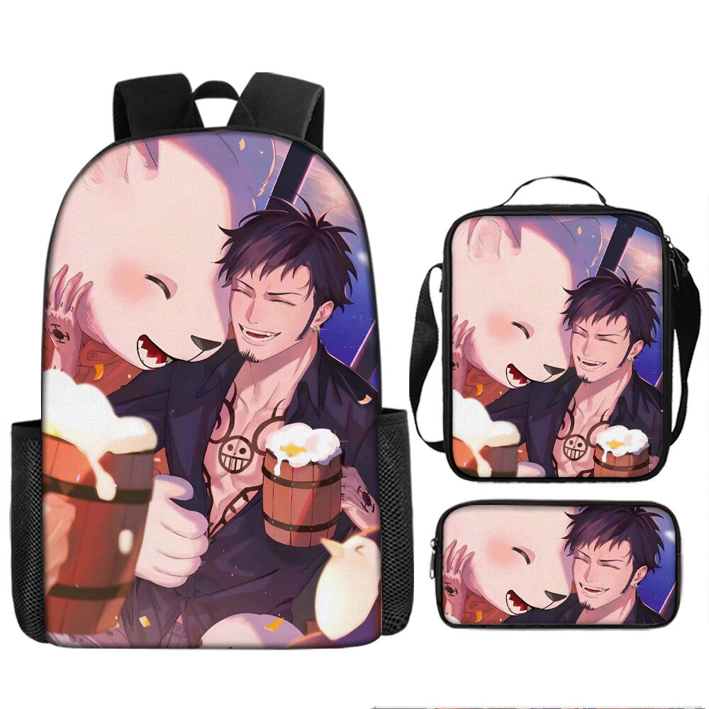 Анимация, цельная школьная сумка, набор из трех предметов, драматический периферийный рюкзак, большая вместительная сумка для учащихся средних школ, компьютерная сумка для кампуса на открытом воздухе