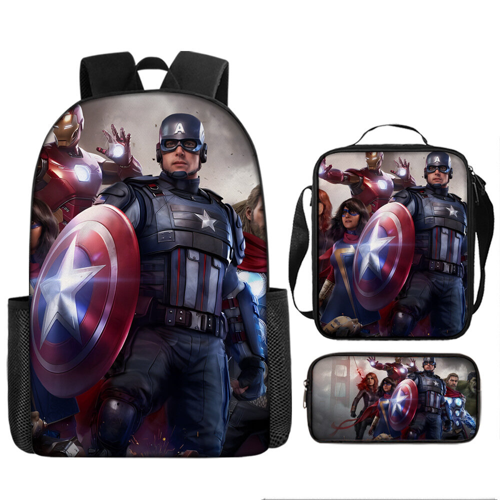 Трансграничный бестселлер: рюкзак «Мстители», набор школьных сумок из трех предметов для учащихся начальной и средней школы, рюкзак с цифровой 3D-раскраской